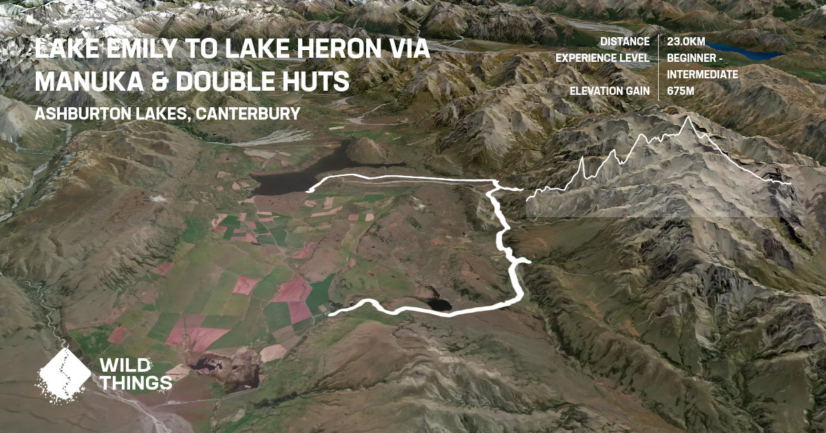 Lake Emily to Lake Heron via Manuka & Double Huts, Canterbury, New ...